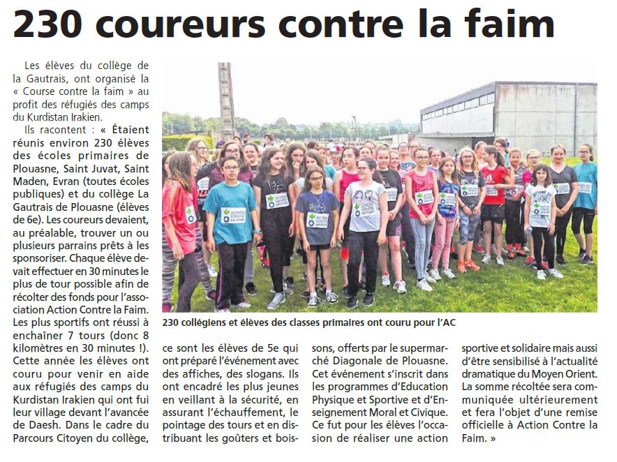 Course contre la faim - COLLÈGE LA GAUTRAIS